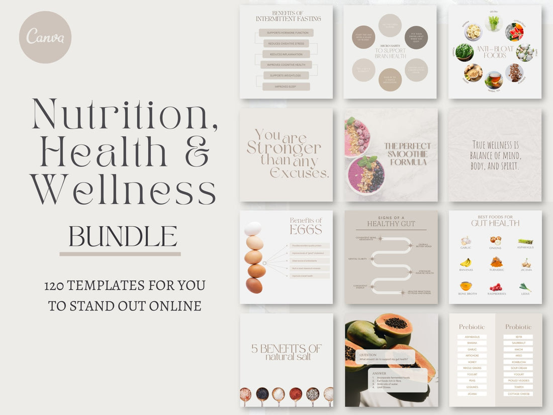 Nutrition, Wellness and Health Coach Instagram Post Bundle - Thrive ...